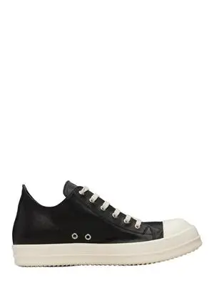 Rick Owens Lace-up Low-top Sneakers - Black/off-white/off-white