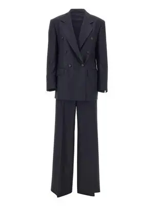 Tagliatore Pinstripe Double-breasted Suit - Black