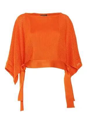 Alberta Ferretti Mesh Sweater With Tie Detail - Orange