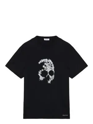 Alexander McQueen Lace Skull Crewneck T-shirt - Black