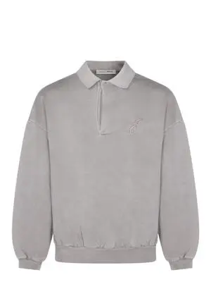 Fear Of God Logo Embroidered Classic Polo Sweatshirt - Gray