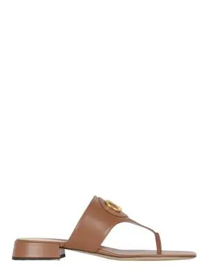 Valentino Garavani Vlogo Plaque Square Open Toe Slides - Brown