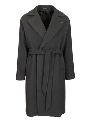 Tagliatore Belted Waist Hendricks Coat - Grey