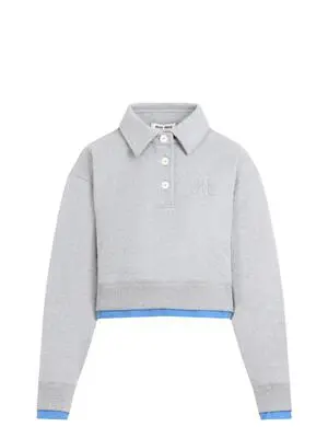 Miu Miu Cotton Fleece And Poplin Sweatshirt - Grey