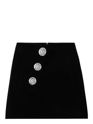 Balmain High-waisted Buttoned Mini Skirt - Black