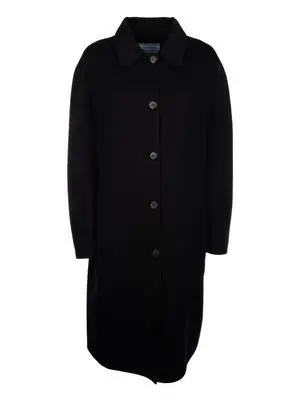 Prada Buttoned Long Sleeve Coat - Blue