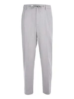 Eleventy Drawstring Tapered Trousers With Belt Buckle Detail - Gray