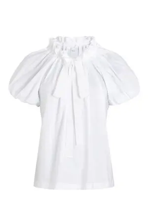 PATOU Patou White Ruffled Tie-Neck Blouse
