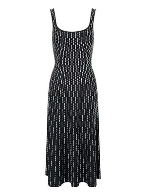 Staud Ellison Square Neck Knit Dress - Black