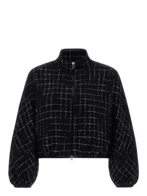Herno Grid-patterned Cropped Zip Jacket - Black