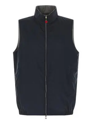 Kiton Reversible High Neck Vest - Blue