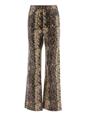 ROTATE BY BIRGER CHRISTENSEN Snake Print Bell-bottom Trousers - Brown