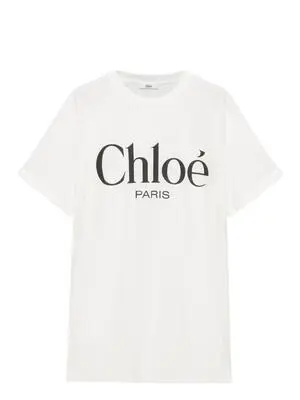 Chloé Logo Printed Oversized T-shirt - White