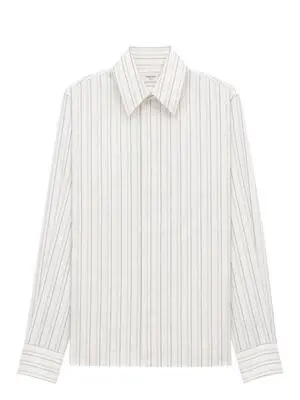 Saint Laurent Cassandre Button-up Shirt - Ivory / Striped