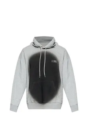 MAISON MARGIELA Long-sleeved Drawstring Hoodie With Front Print - Gray