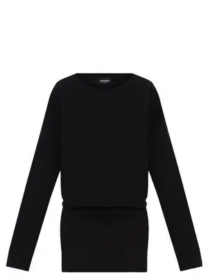Dsquared2 Slogan Printed Long Sleeve Mini Dress - Black