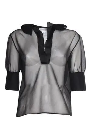 Philosophy Di Lorenzo Serafini Pleated-collar Sheer Blouse - Gray