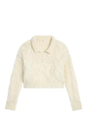 Celine Aran Mohair And Wool Sweater With Polo Neck - Off White