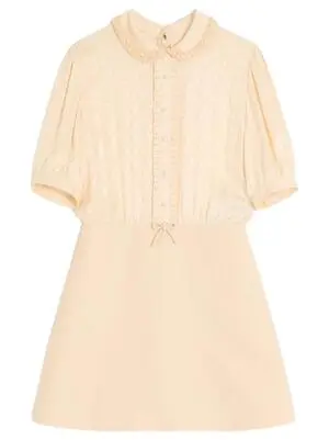 VALENTINO Valentino Ruffled Crepe Couture Mini Dress With Silk Jacquard Top