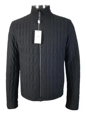 Emporio Armani Logo Knitted Stand Collar Jacket - Black