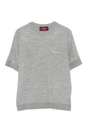 GUCCI Gucci Cashmere Silk Top With Embroidered Logo