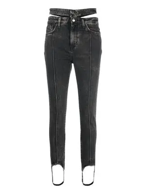 ANDREĀDAMO Double Waistband Skinny Jeans With Cutout Detail - Black