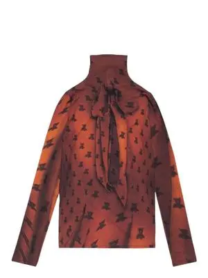 Acne Studios Fitted Printed Turtleneck Long Sleeve T-shirt - Red