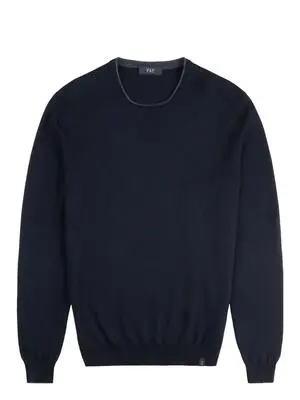 FAY Elbow-patch Wool Crewneck Jumper - Blue
