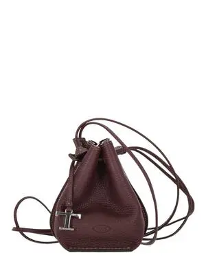 TOD'S Drawstring Leather Bucket Bag - Black
