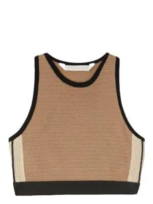 Palm Angels Crocheted Tank Top With Side Stripes - Brown