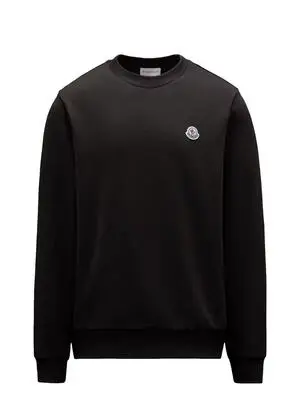 Moncler Crewneck Sweatshirt With Logo Patch - Black