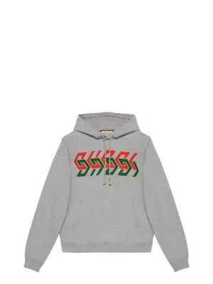 Gucci Logo Detailed Drawstring Hoodie - Gray