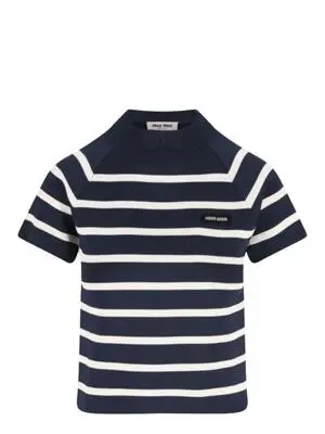 MIU MIU Miu Miu Striped Mock Neck Sweater