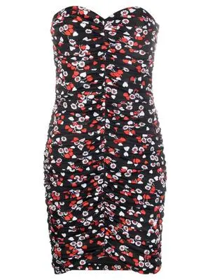 Moschino Floral Print Strapless Mini Dress - Black