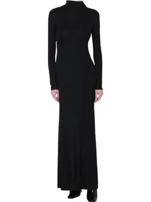 ALAÏA Alaia High Neck Long Sleeve Gown With Back Draping