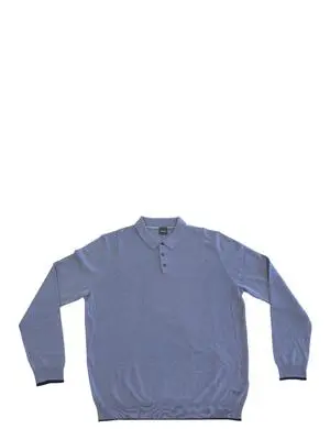 Hugo Boss Long-sleeved Polo Sweater With Three-button Placket - Purple