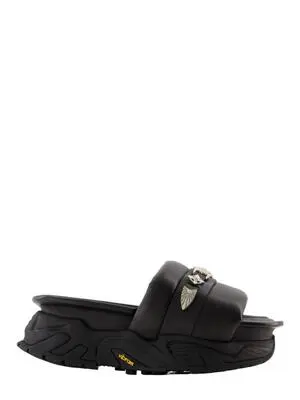 Toga Round Head Flat-soled Sandals - Black
