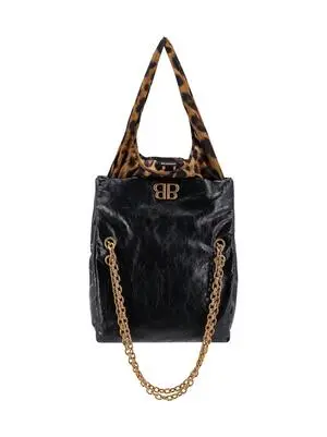 Balenciaga Small Shoulder Bag With Metal Chain - Black