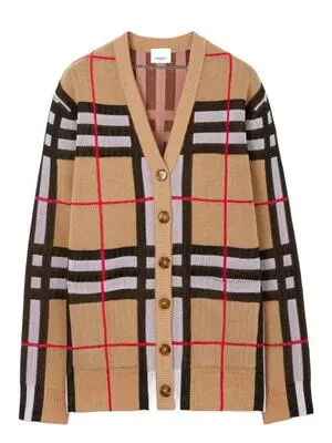 Burberry Checked V-neck Cardigan - Multicolor