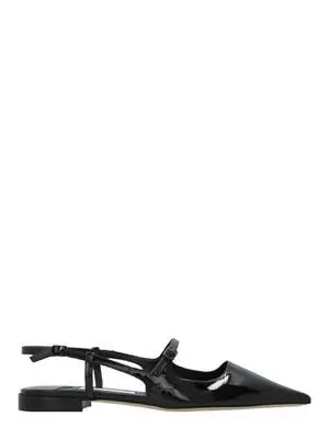 JIMMY CHOO Pointed Toe Open-heeled Flats With Adjustable Buckles - Black