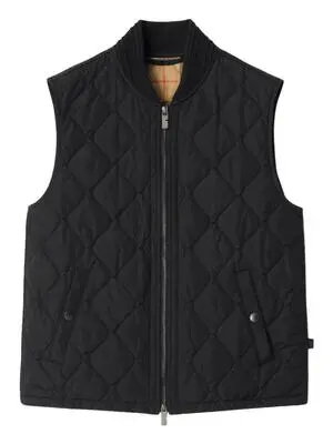 Burberry Quilted Nylon Gilet With Checked Lining - Black