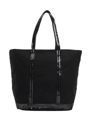Vanessa Bruno Sequined Logo Canvas Shoulder Bag - Black