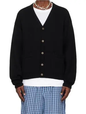 Vetements Wool Long-sleeved Knit Cardigan - Black