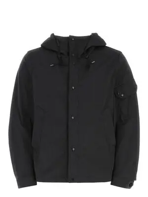 TEN C Long-sleeved Hooded Drawstring Jacket - Black
