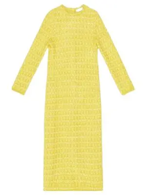 Balenciaga Tweed Midi Dress - Yellow