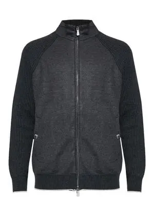 Eleventy Eleventy Stand Collar Knitwear With Two-Way Zipper And Metal Details Grey