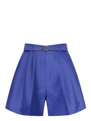 Zimmermann Belted High-waisted Shorts - Blue