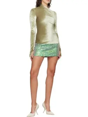 Helmut Lang Velvet Asymmetric Top With Thumbholes - Multicolor