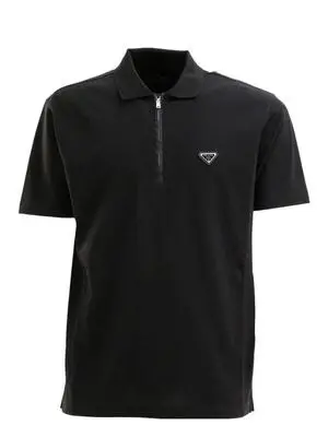 PRADA Prada Zip Detail Logo Polo Shirt