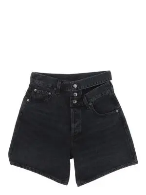AGOLDE Cut Out Detailed Denim Shorts - Black
